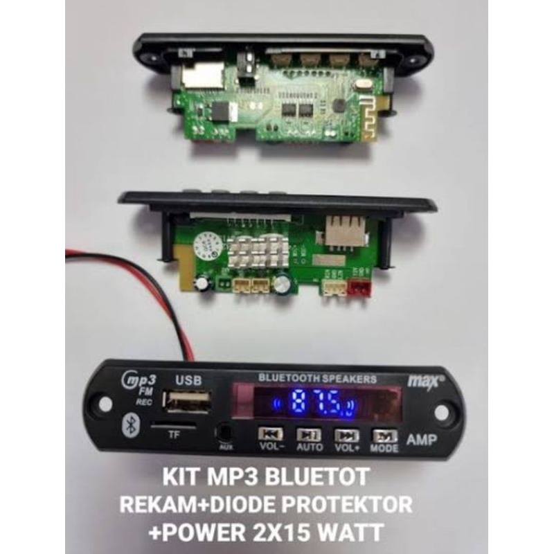 Jual Module Kit mp3 Player Bluetooth + Record + Power Ampli 2x15 watt ...