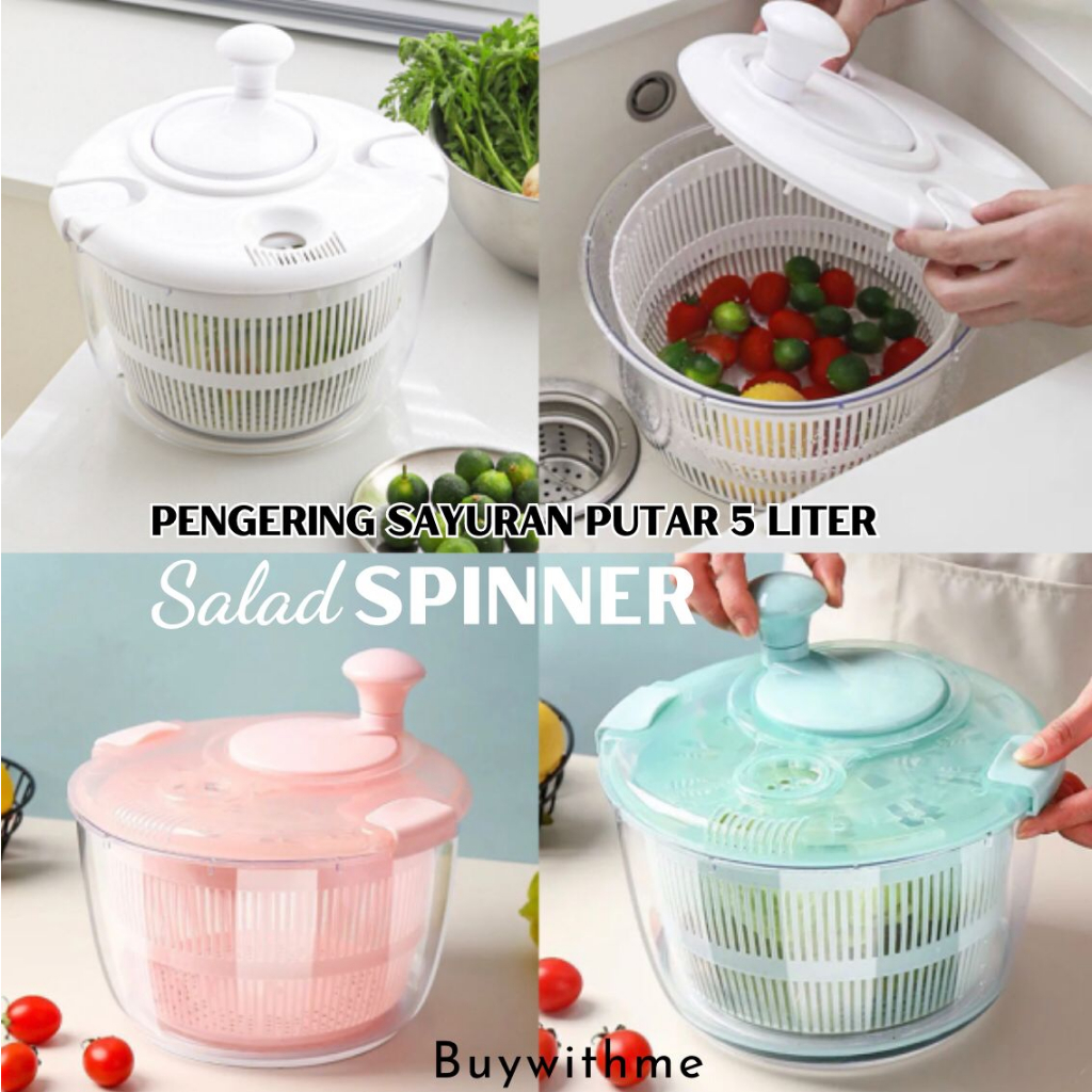 Jual Salad Spinner Wadah Pengering Sayuran Putar Penyaji Salad | Shopee ...