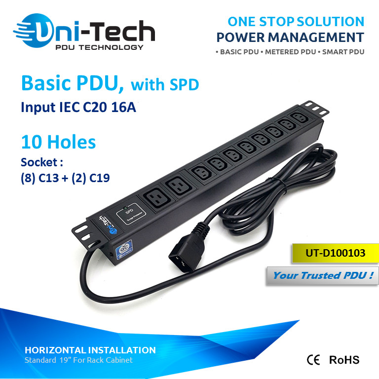Jual PDU Rack Socket C13 C19 (Mix) - Basic PDU 10 Outlet / Ports ...