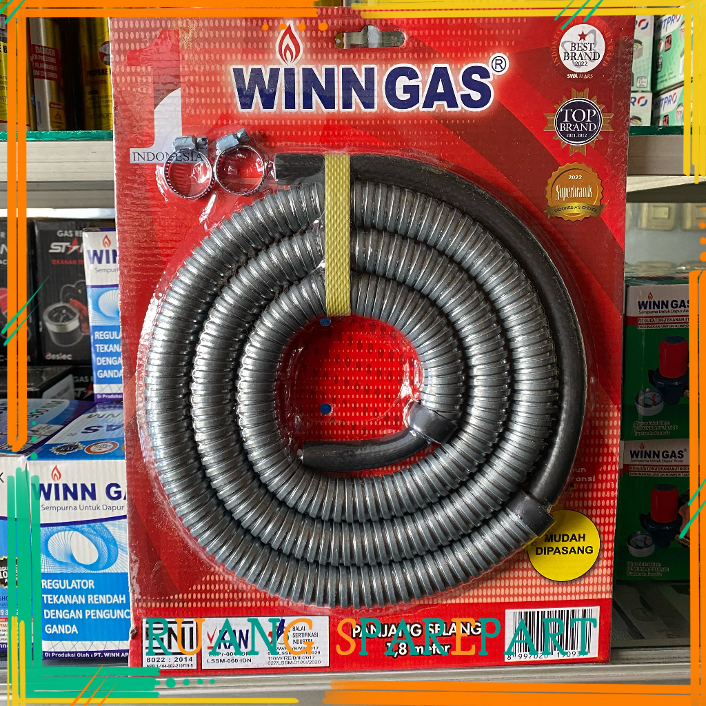 Jual WINN GAS SELANG GAS LPG 1,8METER ANTI TIKUS DENGAN PENGAMAN ...