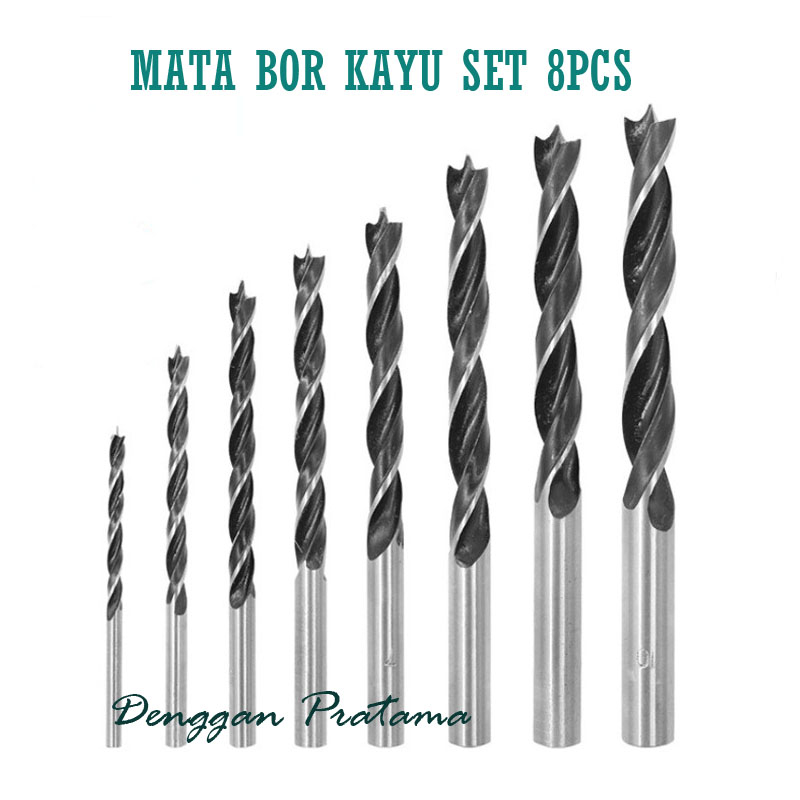 Jual Mata Bor Kayu Set 8 Pcs Wood Drill Bits 3 Brad Point Titik 3-10mm ...
