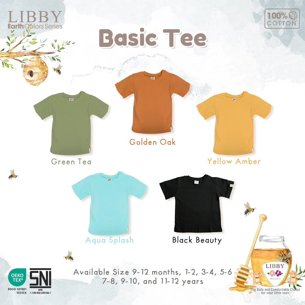 Jual LIBBY Earth Kaos Atasan Polos Katun Anak Unisex 9 Bln - 10 Tahun Basic Tee (1PCS)-Kaos Anak ...