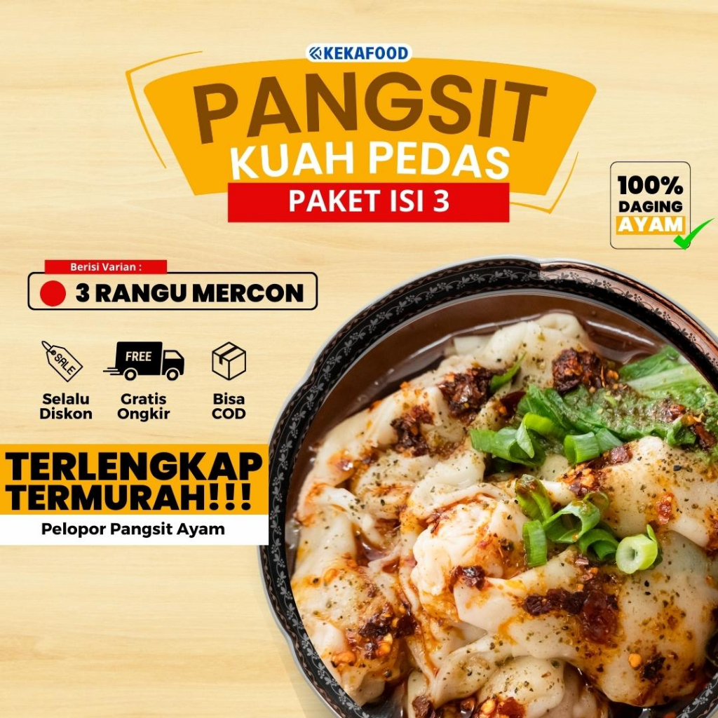 Jual Pangsit Kuah Pedas Isi 3 [Ayam Mercon] GARANSI PEDAS | Shopee ...
