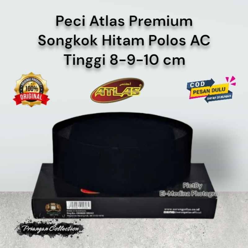 Jual Peci Atlas Songkok Nasional Hitam Polos AC Premium Berventilasi ...