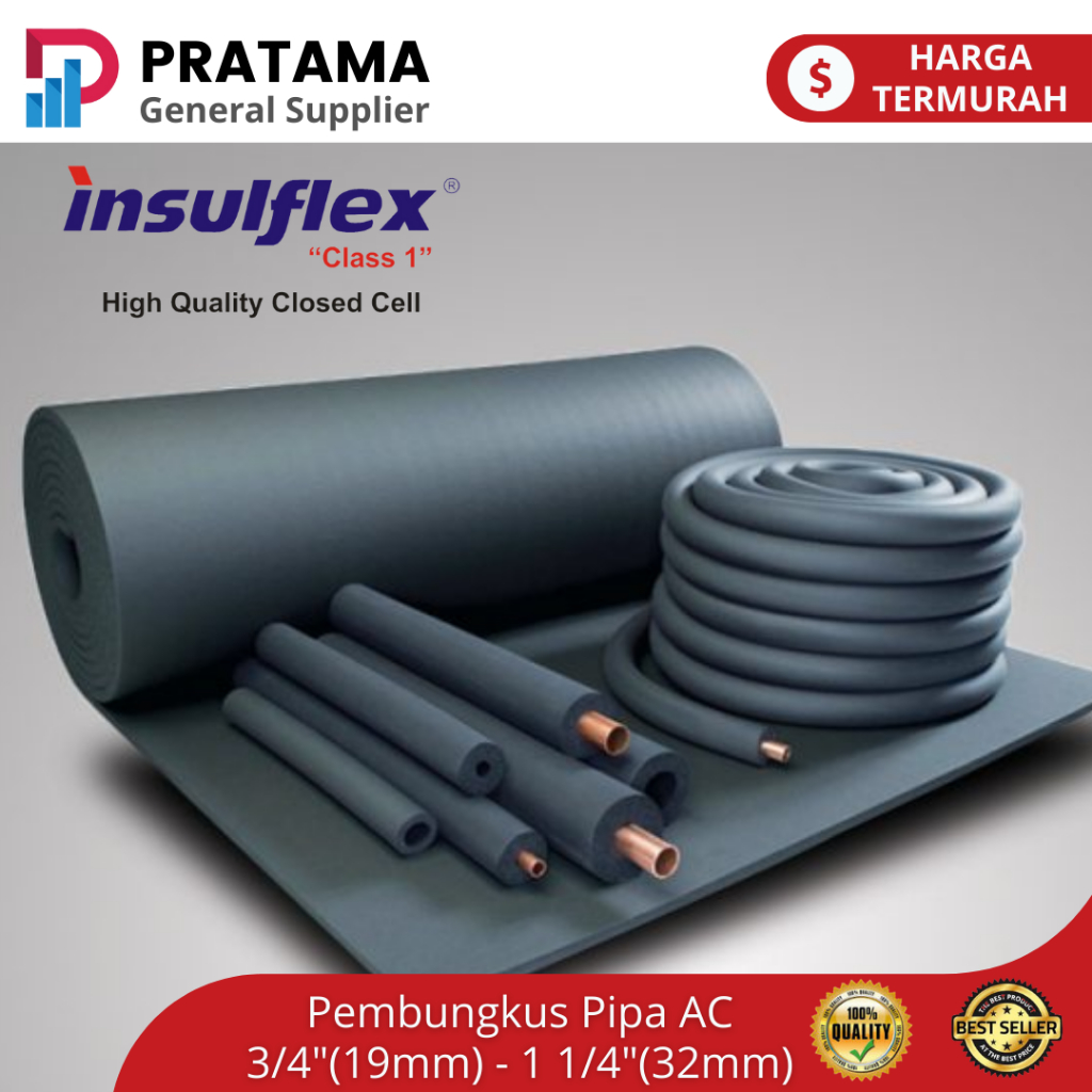 Jual INSULFLEX Insulasi Pipa AC 3/4"(19mm) - 1 1/4"(32mm)Pembungkus ...