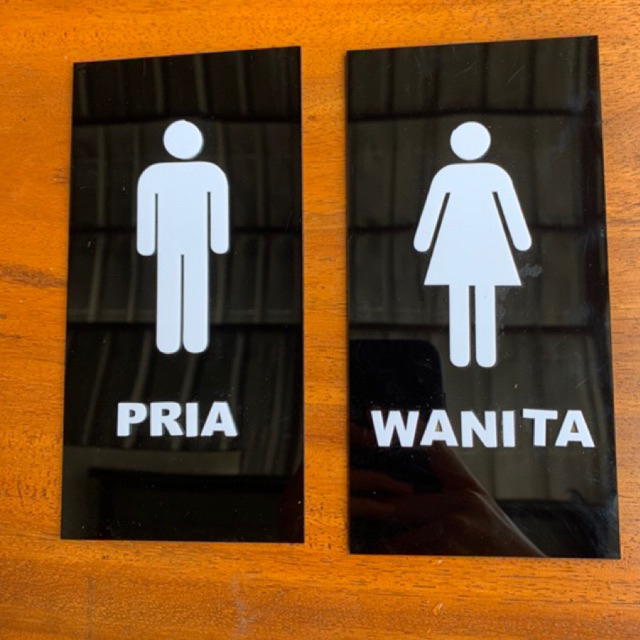 Jual Papan Petunjuk Sign Toilet Kamar mandi Pria Wanita Model Unik ...