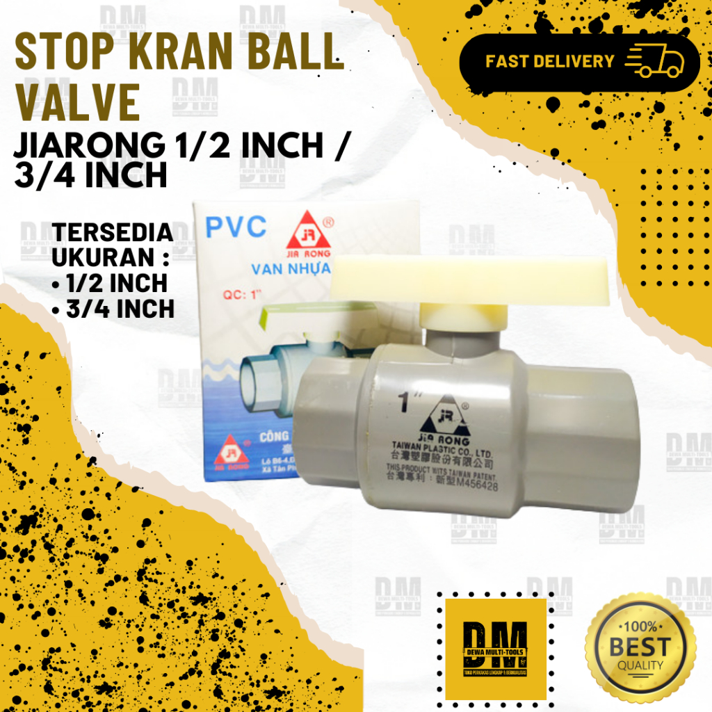 Jual Stop Kran Ball Valve Jiarong Jia Rong PVC 1/2" & 3/4" Inch ...