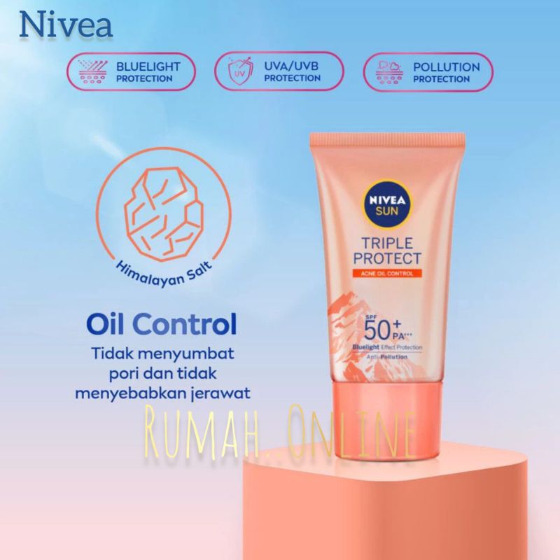 Jual NIVEA SUN Triple Protect Acne Oil Control SPF50+ PA+++ Sunscreen ...