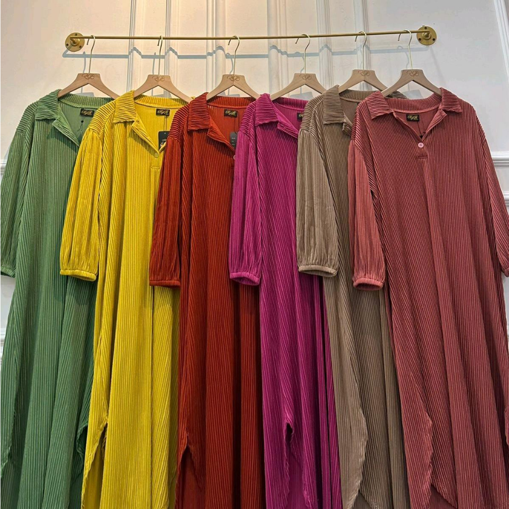 Jual RGB DRESS KERAH LENGAN BALON BAHAN PRISKET DUBAI | Shopee Indonesia