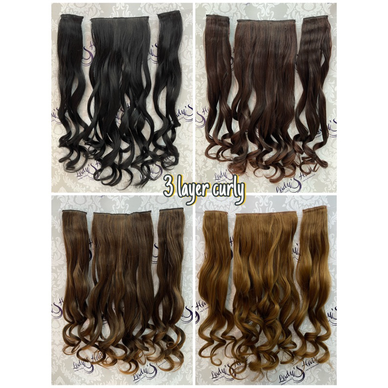 Jual hairclip extension sambungan rambut satu set isi 3 layer panjang ...
