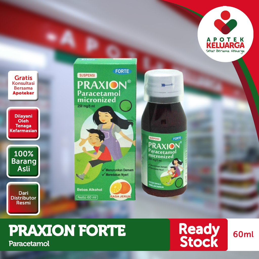 Jual Praxion Forte Suspensi 60 ml / Menurunkan demam, meredakan nyeri ...