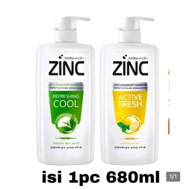 Jual Zinc Shampo Anti Ketombe Refreshing Cool/ Active fresh 680ml | Shopee Indonesia