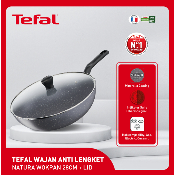 Jual Tefal Natura Wokpan 28cm+ lid Panci Wajan Anti Lengket | Shopee Indonesia
