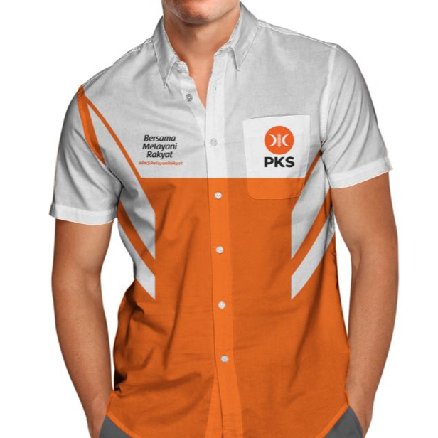 Jual Kemeja PKS // Kemeja Partai PKS new art 9 Custom Fullprint ...