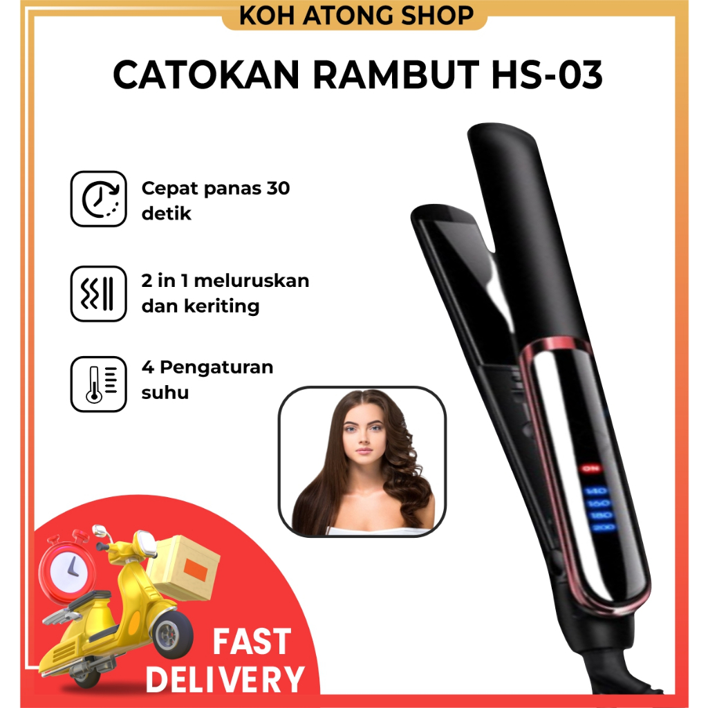 Jual Catok Rambut 2 in 1 HS-03 | Pelurus dan Kriting Rambut Profesional ...