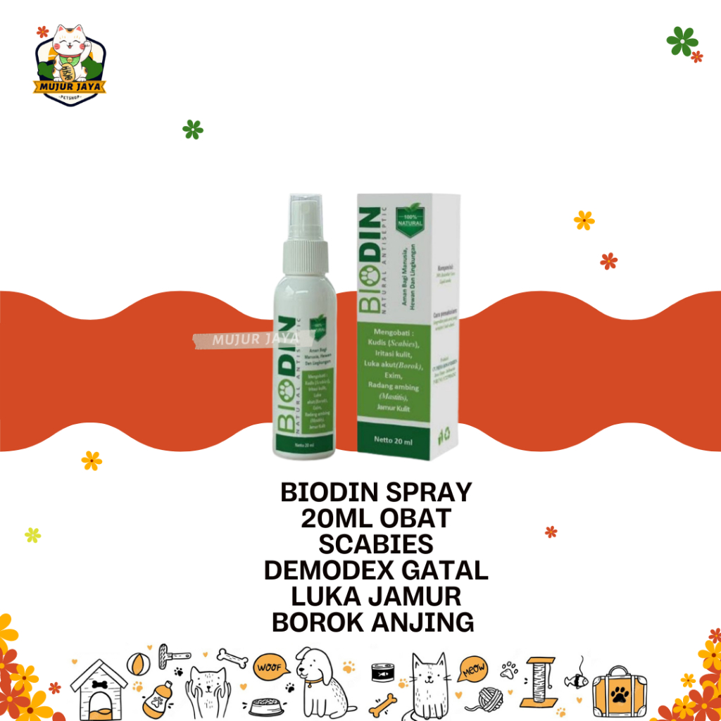Jual Biodin Spray 20ml Obat Scabies Demodex Gatal Luka Lamur Borok ...