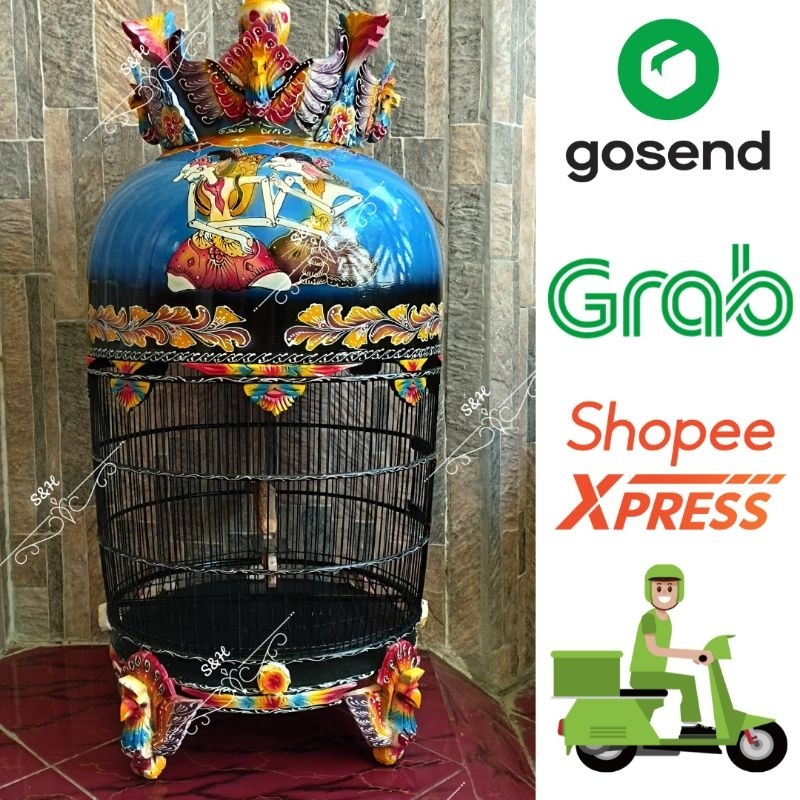 Jual Sangkar Perkutut Kayu Dempul Plamir Mahkota Merak Kaki Merak ...