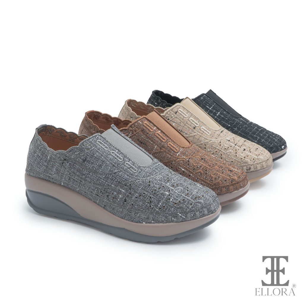 Jual ELLORA EB-1329 Sepatu Wedges Wanita Bahan Dove Import 5cm | Shopee ...