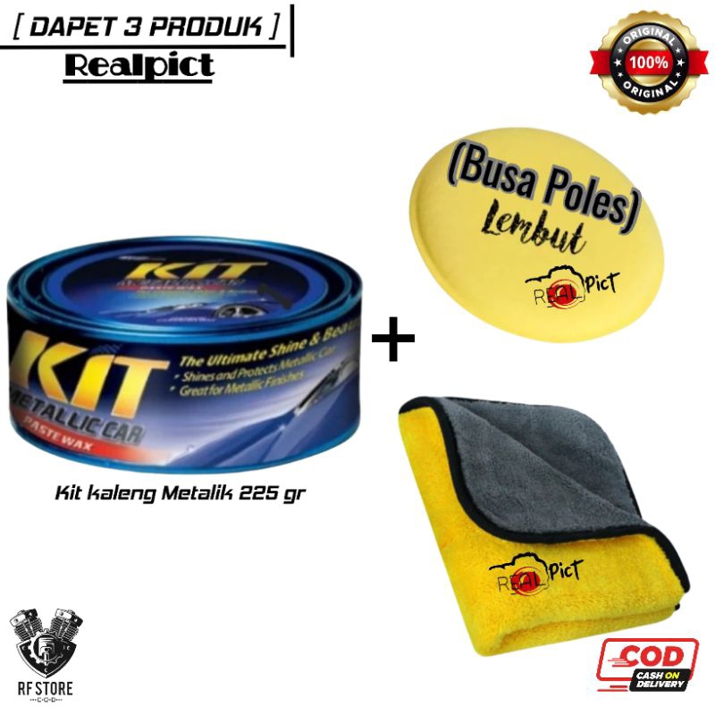 Jual paket kit kaleng paste wax metalik 225 gr+ kain lap microfiber 30 ...
