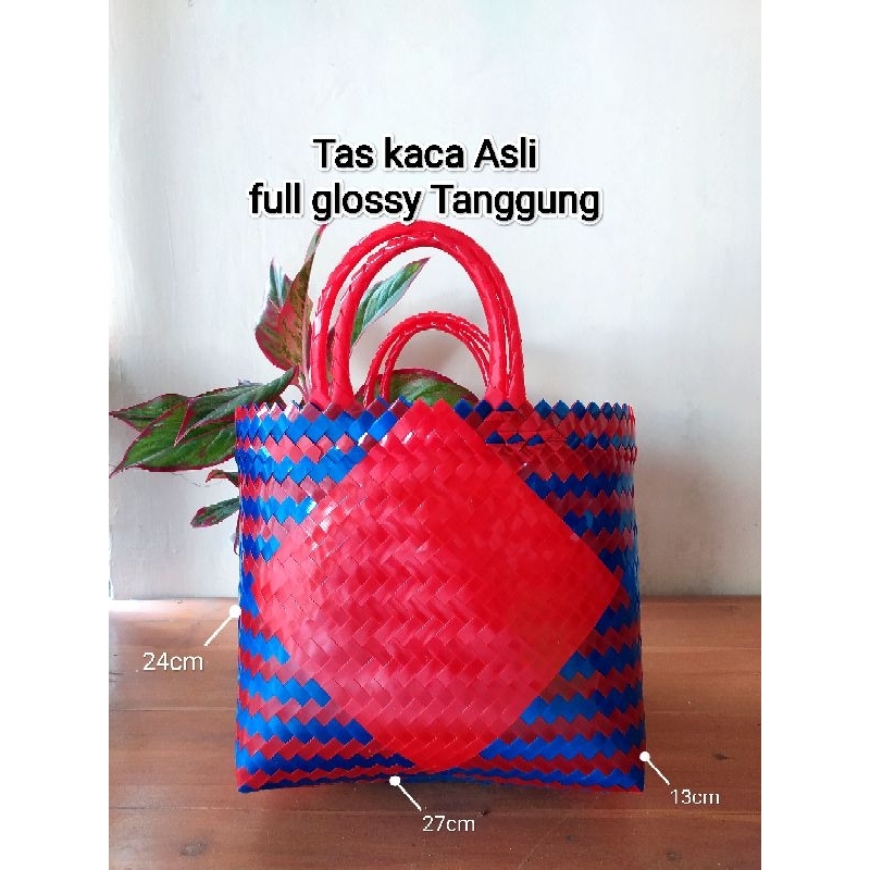 Jual Tas anyaman Tanggung Kaca asli /full glossy/tas anyaman kaca ...
