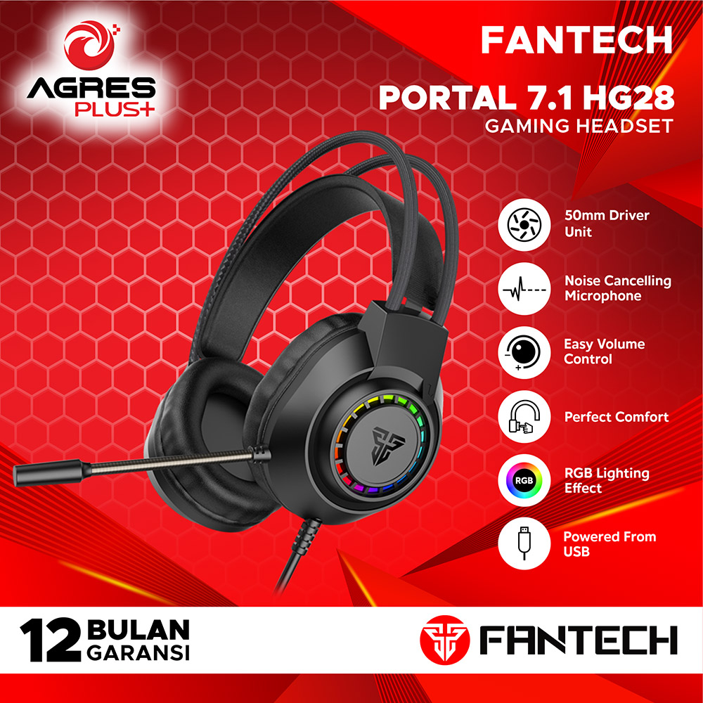 Jual FANTECH Portal HG28 7.1 USB Headset Gaming RGB Mic Volume Control ...
