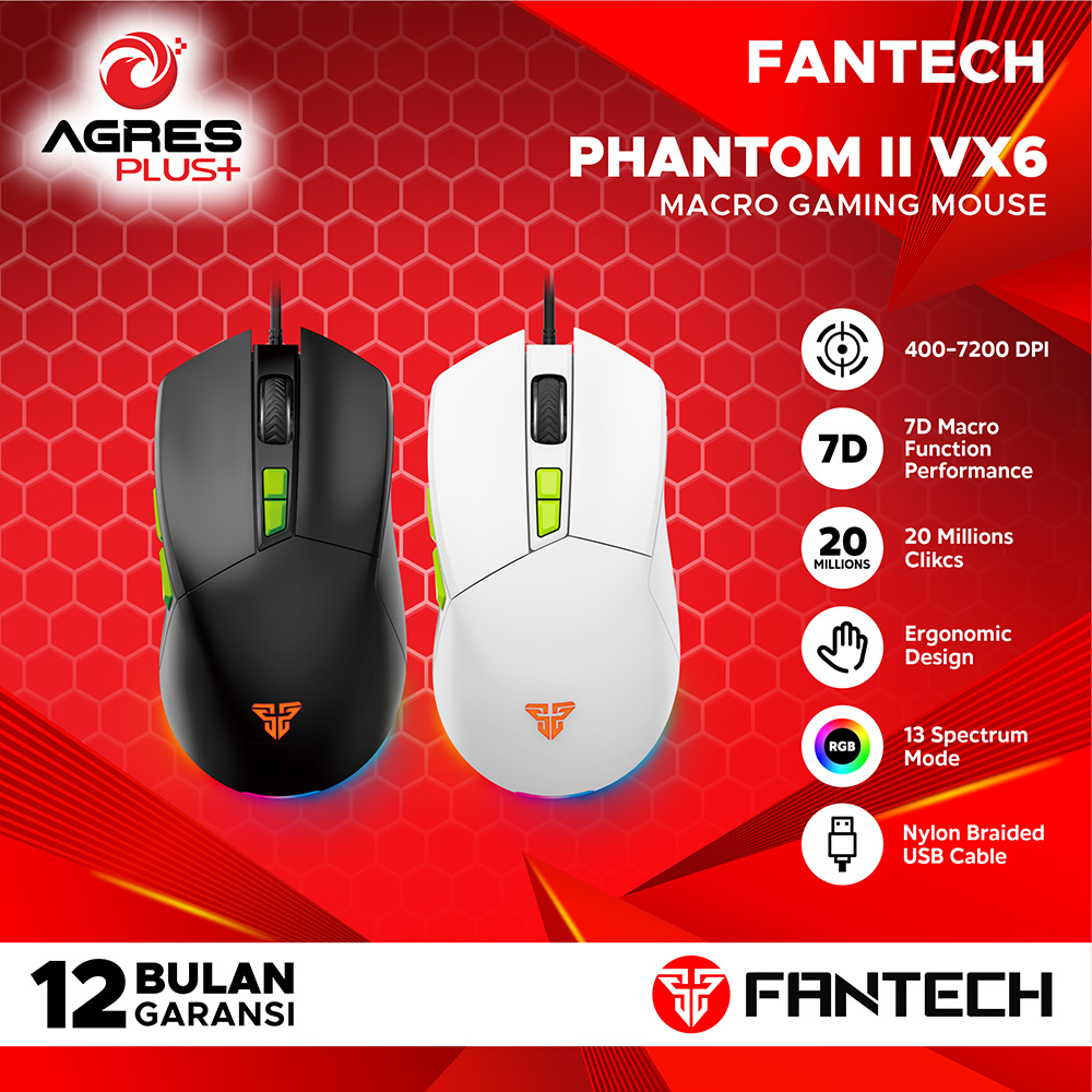 Jual FANTECH Mouse Gaming Phantom II VX6 Macro RGB KADO AGP | Shopee ...