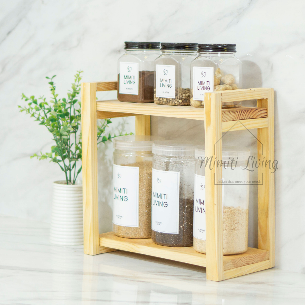 Jual Rak kayu 2 susun serbaguna multifungsi / rak bumbu dapiur sebaguna ...