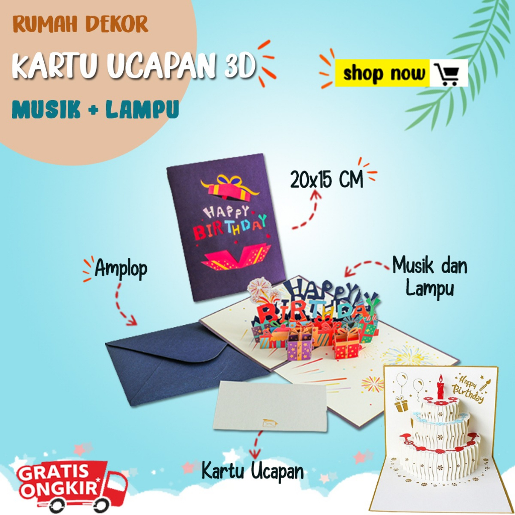 Jual Kartu Ucapan 3D Kartu Ucapan Selamat Ulang Tahun Anak Dan Dewasa ...
