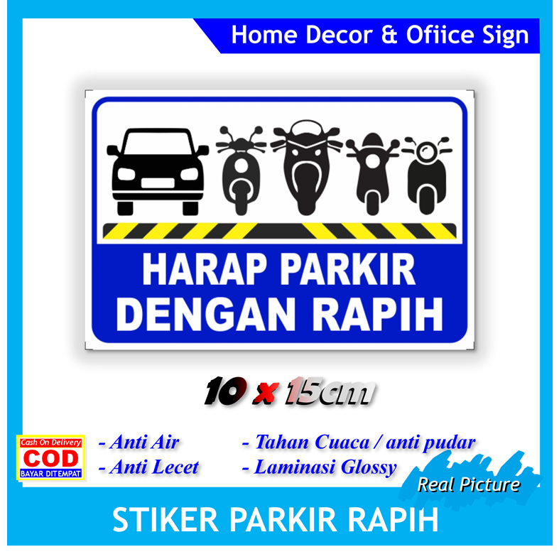 Jual Stiker label harap parkir rapih kendaraan motor mobil sticker toko ...