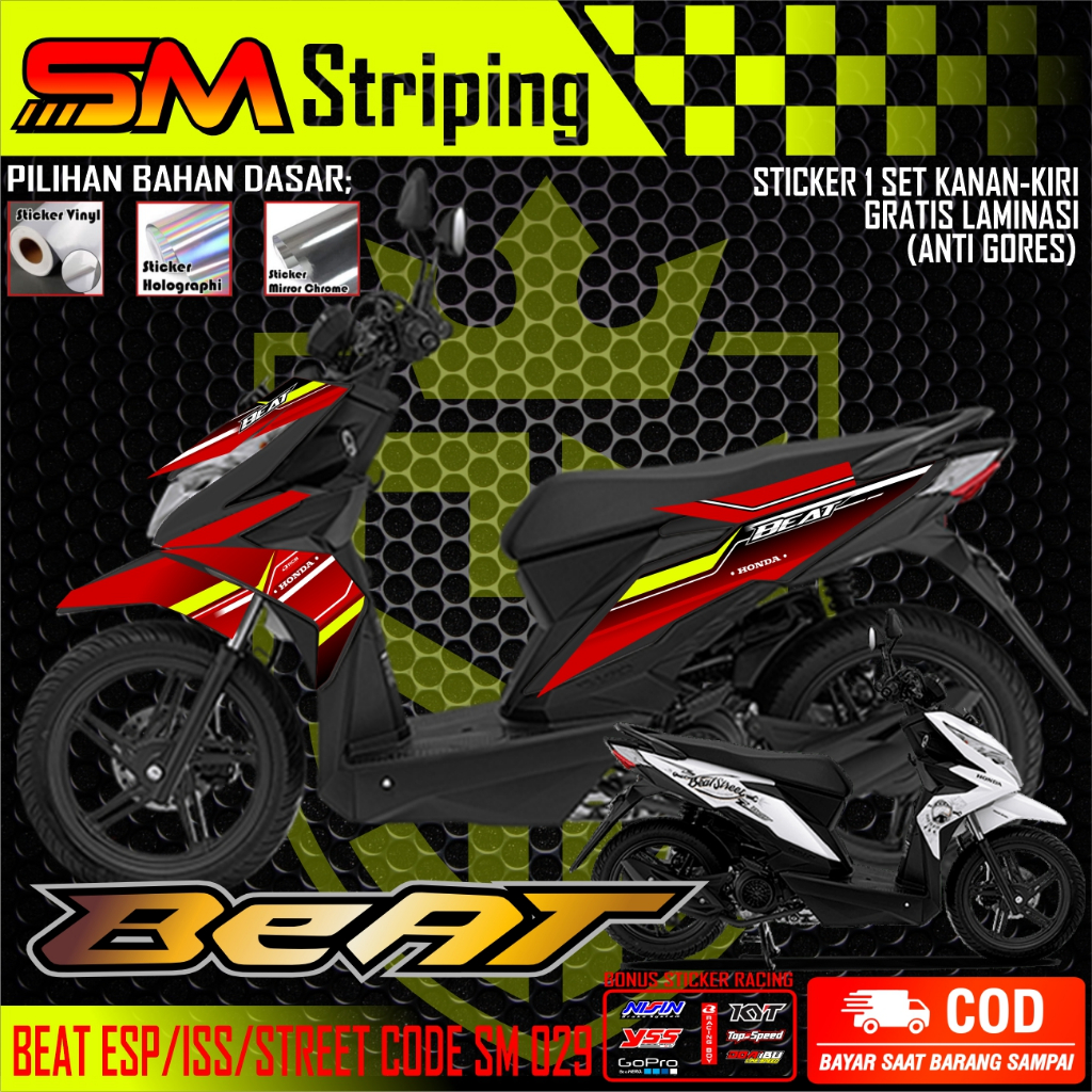 Jual (COD) STIKER MOTOR BEAT ESP/STREET Sticker Variasi STRIPING LIST ...