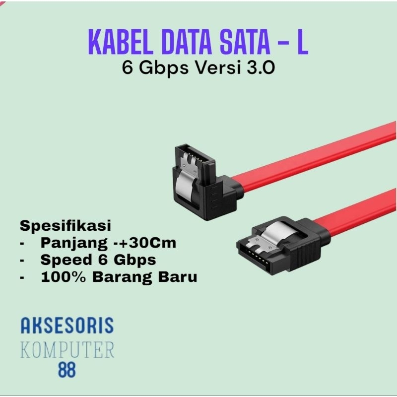 Jual Kabel Data Sata / Sata Cable 6Gbps Versi 3.0 Bentuk Clip L ...