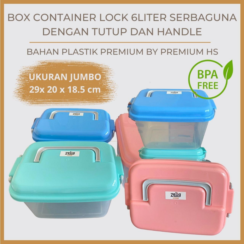 Jual BOX CONTAINER DENGAN PEGANGAN DAN KUNCI LOCK UKURAN 6LITER ...