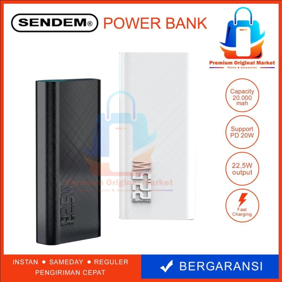 Jual SENDEM Power Bank Fast Charging 20000mAh PD Quick Charging + 22.5W ...