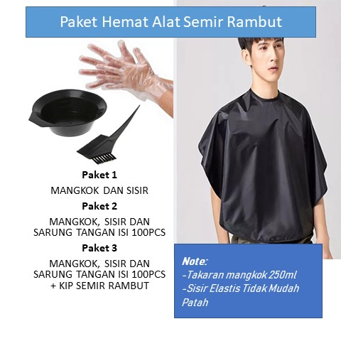 Jual Mangkuk Cat Rambut + Sisir Semir + Sarung Tangan Plastik / Cape ...
