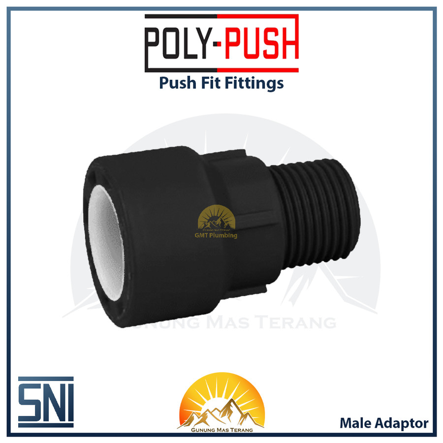 Jual Poly Push HDPE Push Fit On Male Adaptor MTA SDL 20 mm 1/2" Pushfit | Shopee Indonesia