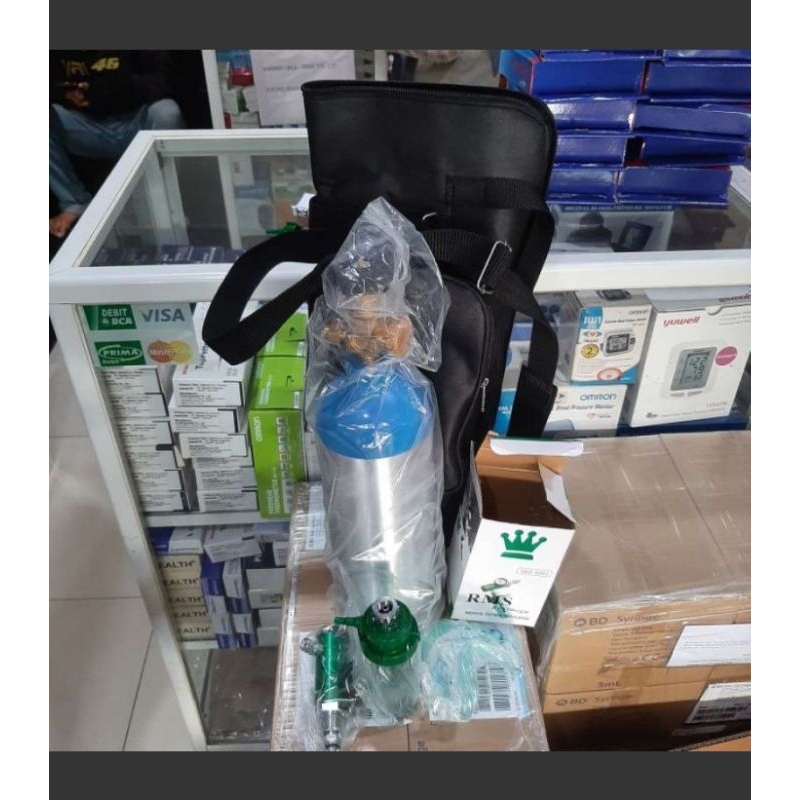 Jual Tabung Oksigen Portabel Plus Regulator Dan Nassal | Shopee Indonesia