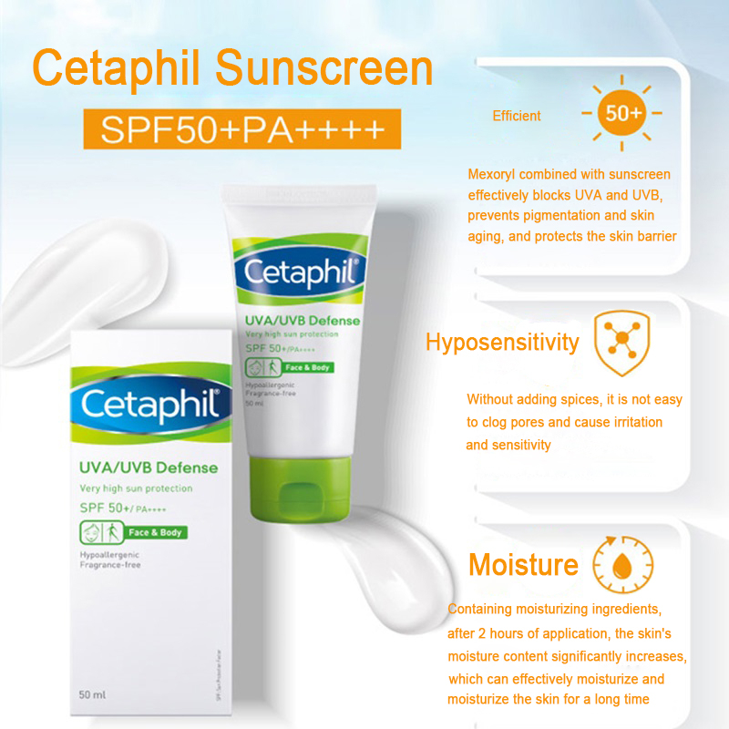 Jual Cetaphil Sunscreen / Cetaphil Uva/Uvb Defense Sunscreen Spf50+ Pa++++ 50ml / Sunblock Untuk ...