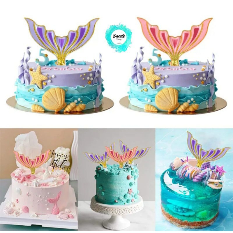 Jual Topper Ekor Mermaid / Topper cake Ekor Duyung/ Hiasan Kue Mermaid ...