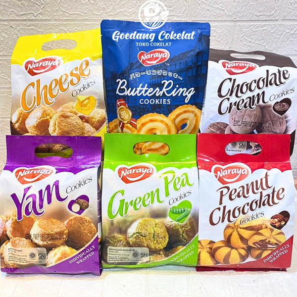 Jual NARAYA COOKIES 280gr Rasa Green Pea Yam Cheese Chocolate Peanut ...