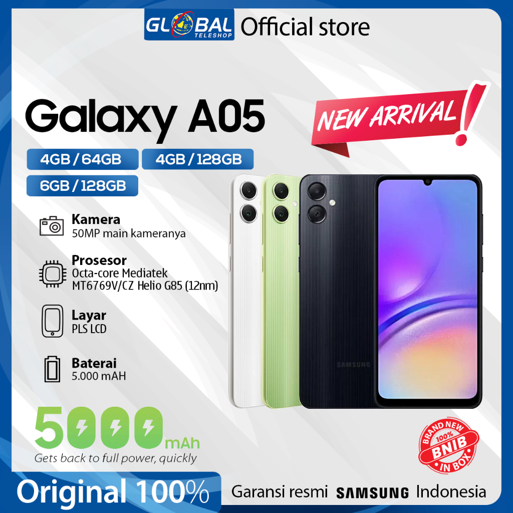 Jual Samsung Galaxy A05 4/64GB 4/128GB 6/128GB Garansi Resmi | Shopee ...