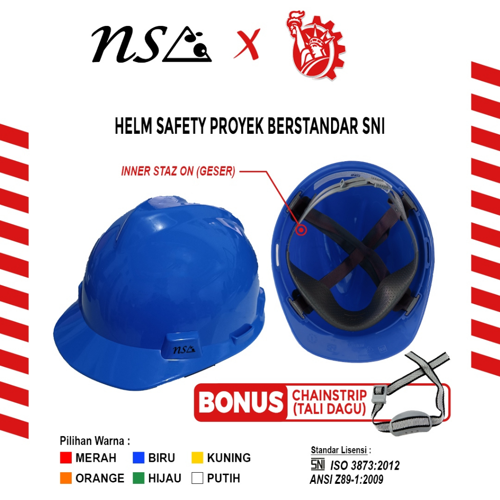 Jual Helm Proyek Kerja Safety NSA Standart SNI Original + Tali Dagu ...