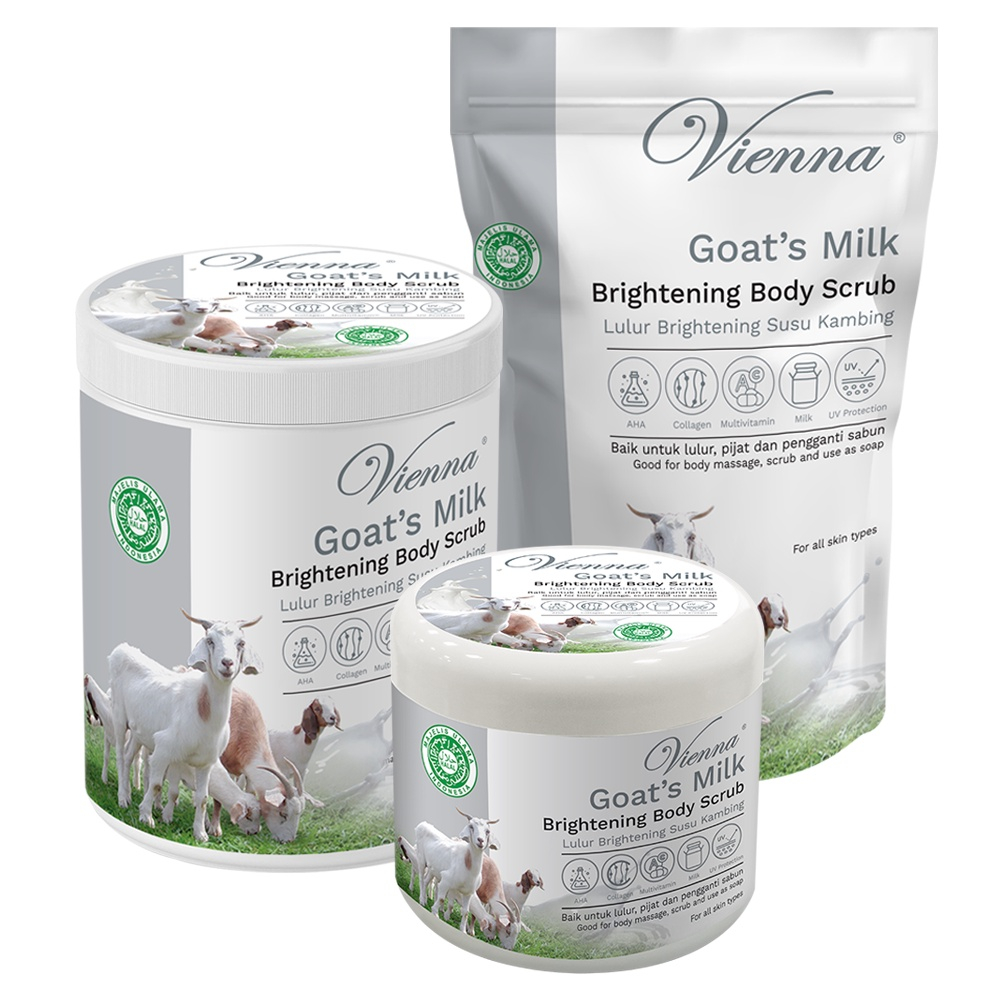Jual VIENNA Body Scrub Goat’s Milk - 250g | 1kg Pouch / Jar | Shopee ...
