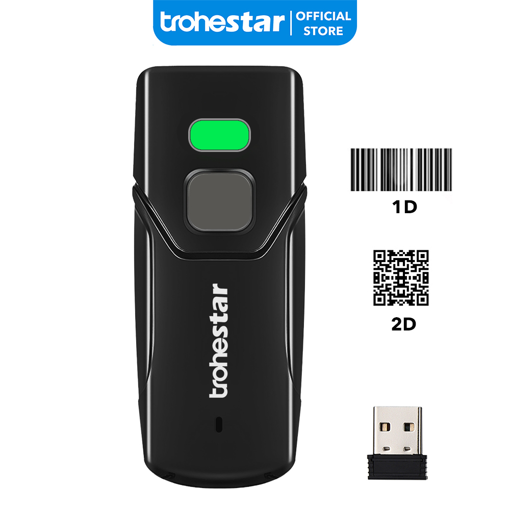 Jual Trohestar 1D 2D Mini Barcode Scanner Wireless Bluetooth Wired Mini ...