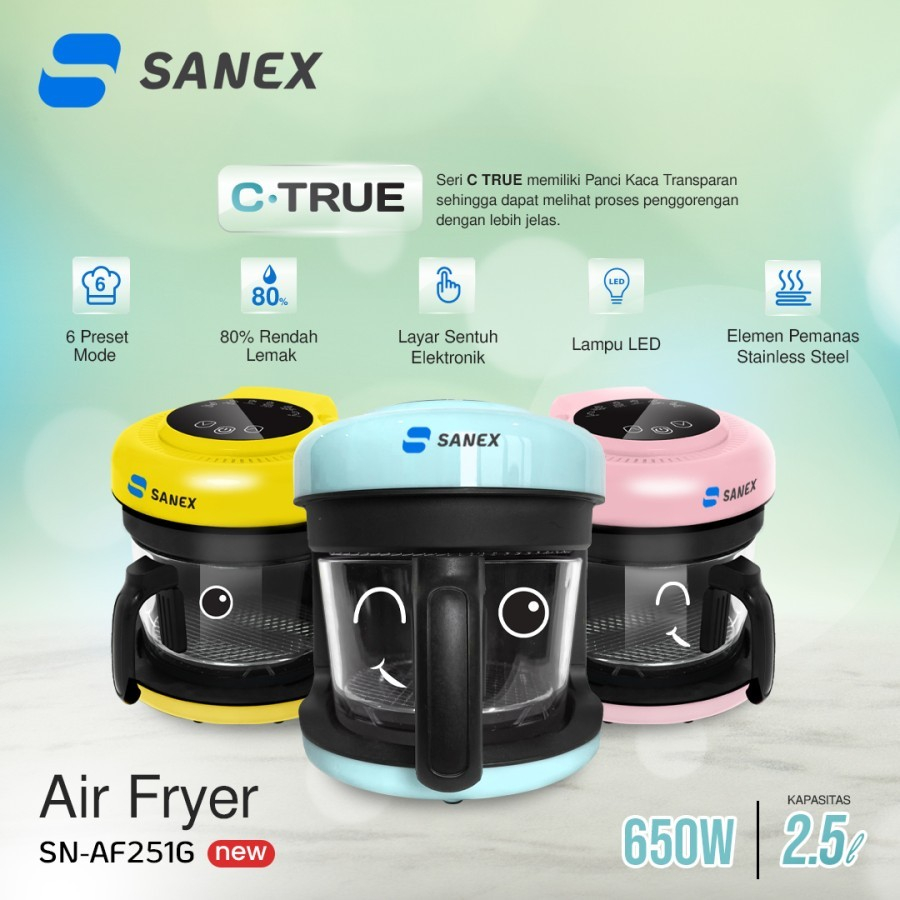 Jual Sanex Air Fryer SN-AF251G 2,5 Liter Murah, Berkualitas, dan Bergaransi - Biru Muda | Shopee ...