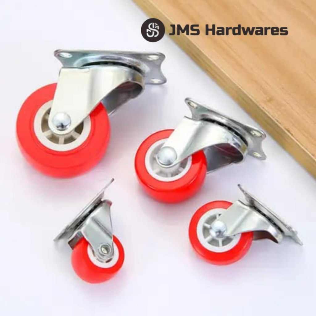 Jual Roda Etalase Roda Caster PVC Roda Lemari / Roda Gepeng Nylon Merah ...