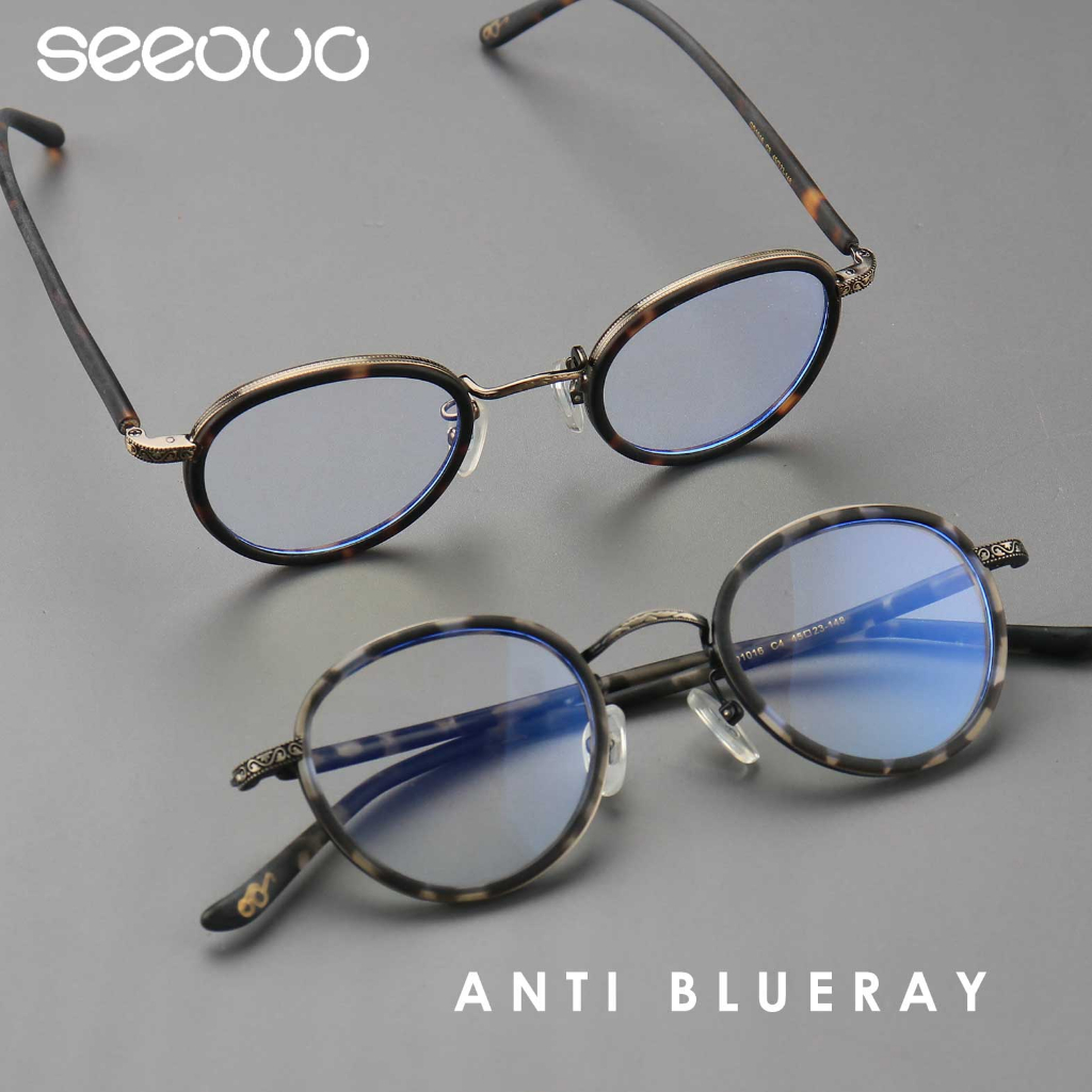 Jual Seeouo Kacamata Antiradiasi Blueray Model Bulat TR90+Metal Fashion Retro Clasik Ringan Bisa ...