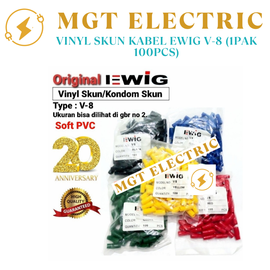 Jual Vinyl Skun Kabel EWIG V-8 (1pak 100pcs) | Shopee Indonesia