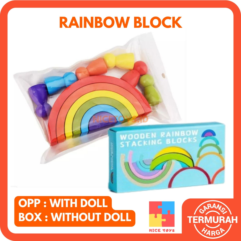 Jual Rainbow Blocks Wooden Balok Susun Mainan Kayu Mainan Balita Balok ...
