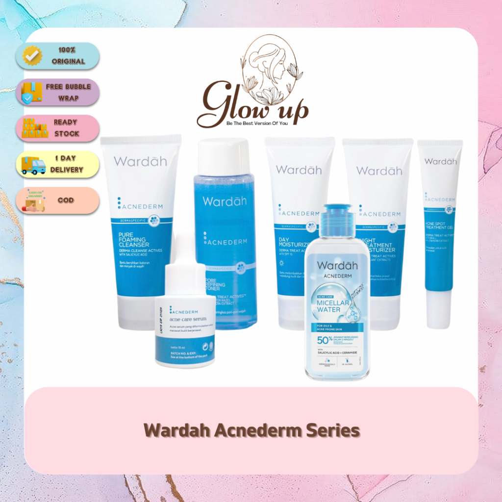 Jual Wardah Acnederm Series Cleanser Toner Day Night Cream Acne Pore ...