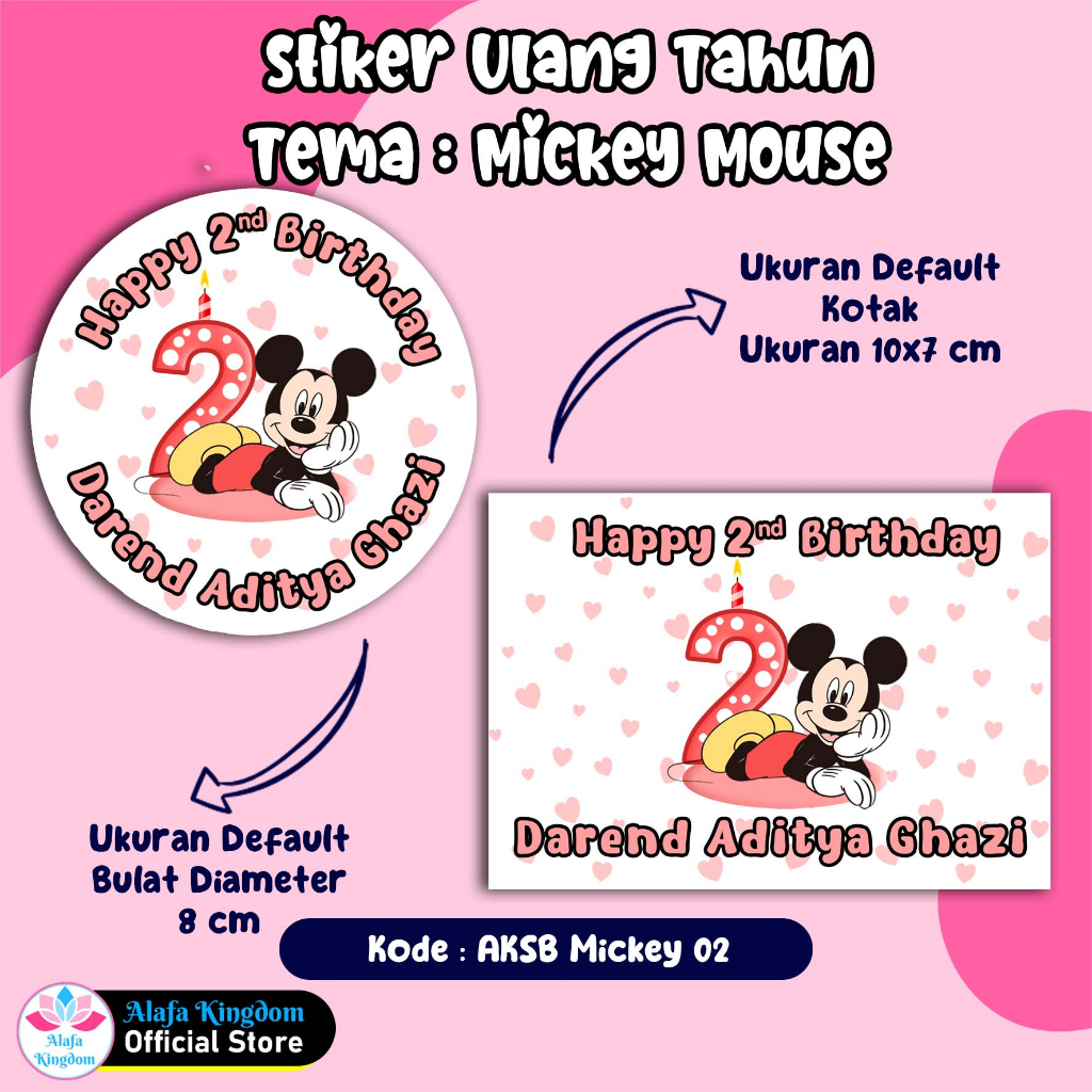 Jual alafakingdom - Stiker Label Ultah Ulang Tahun Anak Mickey Mose ...